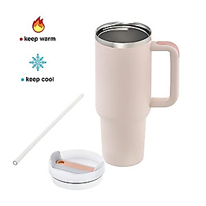 EVERGLITTER 40 oz Tumbler with Handle,Stainless Steel Double Wall Vacuum Insulated Tumbler with Handle Straw,BPA-FREE,40oz Cold Cup with Handle Leakproof,Pink Gifts for Women,Keeps Cold/H Hours