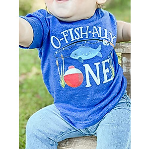 O-Fish-Ally- ONE Boys 1st Birthday Shirt for Baby Boys First Birthday Outfit Natural Heather Shirt 12 Months