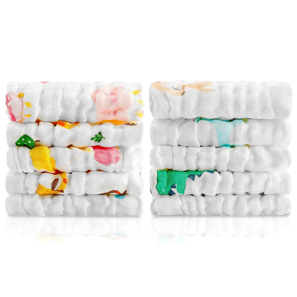 PPOGOO Baby Muslin Washcloths Natural Purified Cotton Baby Wipes Soft Newborn Baby Face Towel