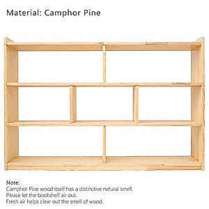 Morimoe 5/7-Compartment Book Shelf for Organizing Books Toys, Solid Wood, Perfect for Playroom, Kids Room, Nursery, Kindergarten (7-Compartment)