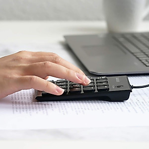 Perixx PPD-202 Wired 19 Keys Slim Numeric Keypad, Big Print Font, Silent Notebook Scissor Key Number Keypad with Tab Key and Num Lock, Black
