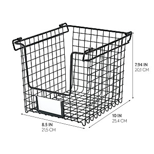 iDesign Classico Storage Basket with Handles for Pantry, Kitchen, Bathroom, Countertop, and Desk Organization, Stackable-Small