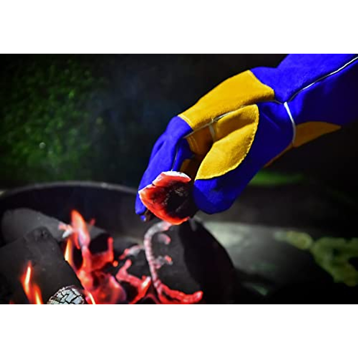 16 Inches Suede Leather welding gloves Fir/Heat Resistant Gloves for Tig welder, bbq Grill, woodstove, Mig Welding Etc. Heavy Duty Gloves in Blue by RUSH