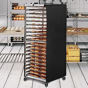 tiscover Bakery Rack Cover With Zipper, 20tier Sheet Pan Rack/Bun Pan Rack Cover With Vents, Bread Rack Cover ，23"X28"X64" Bakery Single Rack Covers Waterproof and Dustproof，Black