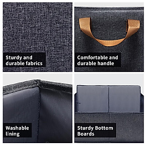 SHINYHARBOR 2Pcs Large Collapsible Closet Storage Bins 18"x11"x8”, Fabric Storage Organizer with Handles, Foldable Storage Basket Bins for Shelves, Blanket, Towel, Clothes, Books, Toys,Grey