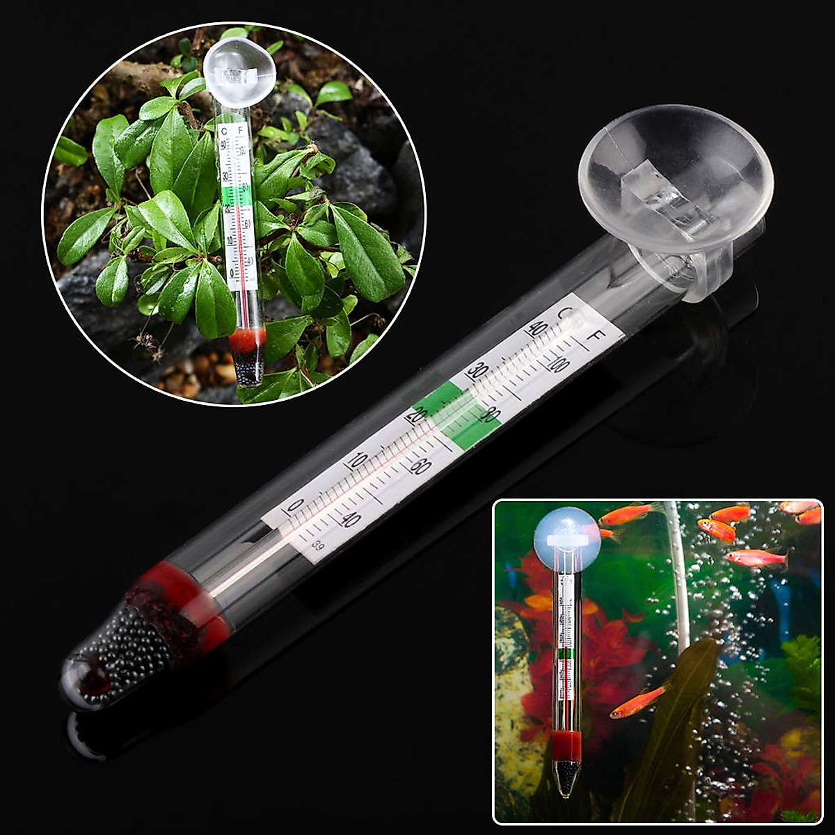 10-Pack Aquarium Floating Thermometer Accurate Fish for Tank Thermometers with Suction Cup 0-40℃ 40-100℉ Temperature Aquarium Fish Tank Digital Scale Stick On Thermostat Thermometer Strip Display