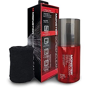 Monster 6.7 oz. Spray Screen Cleaner Kit with Microfiber Cloth for Electronic Devices – Ideal for LED, LCD, OLED, Smart TV, Computer Monitors, Laptops, iPad, and iPhone Screens