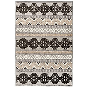 Rugshop Contemporary Geometric Bohemian Indoor/Outdoor Area Rug 5' x 7' Gray