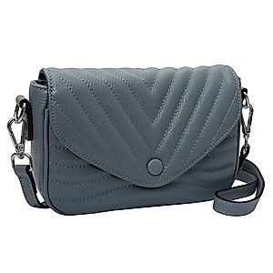 PAPARAZZI Small Quilted Crossbody Bags for Women Genuine Leather Messenger Bag Designer Purses and Handbags, Blue