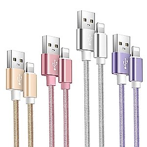iPhone Charger Apple Mfi Certified (10ft 6ft 6ft 3ft) 4 Pack iPhone Charging Lightning Cables(Purple Silver Pink Gold) Nylon Long Chargers Cord Compatible iPhone 12 13 Pro Max 11 XS XR SE 8 7 Plus 5s