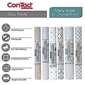 Con-Tact Brand Grip Prints Durable Non-Adhesive Non-Slip Shelf and Drawer Liner, 18" x 8', Talsiman Pale Gray
