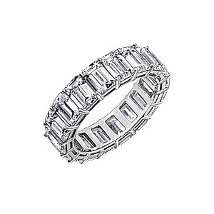 DIAMONBLISS Eternity Ring For Women 14K Yellow Gold, Rose Gold, Platinum Plated 925 Sterling Silver Infinity Band | 10.30 Carats Emerald Cut Cubic Zirconia CZ Simulated Diamond (White, 7)