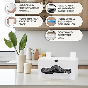 Essential BEMO - Trash Bag Holder Cabinet Door - Trash Bag Organizer Under Sink - Kitchen Trash Bag Dispenser Under Sink - Garbage Bag Dispenser Under Sink - Acrylic Trash Bag Dispenser Roll Holder