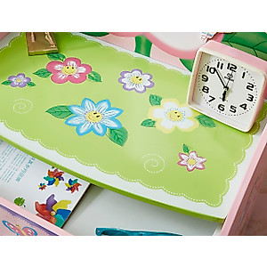 lukazoo Kids Vanity Set with Mirror and Stool, Beauty Makeup Vanity Table with Large Drawer and Chair Set for Toddlers and Kids, Wooden Girls Makeup Dressing Table