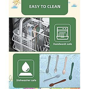 KingKam Silicone Baby Spoons 6 Pack, First Stage Infant Spoons Utensils for Parent & Self-Feeding, Bendable Toddles Training Spoons with Soft-Tip, Dishwasher Safe & Boil-proof