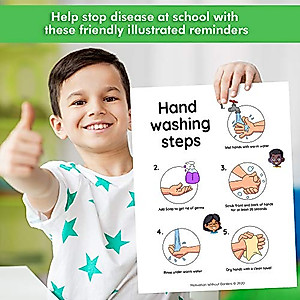 MWB Hand Washing Signs Poster for Kids - Instructions to Wash your Hands for children | Hand Hygiene Health Poster for Elementary Schools, Daycare or Home Decorations| 13" x18" Non Laminated