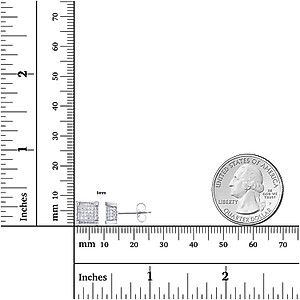 DECADENCE Sterling Silver White 6x6 3d Square Micro Pave Stud Earrings for Women or Men | AAA Cubic Zirconia Cubic Zirconia Diamond | Stud | Hypoallergenic Studs | 925 Sterling Silver Earrings Unisex