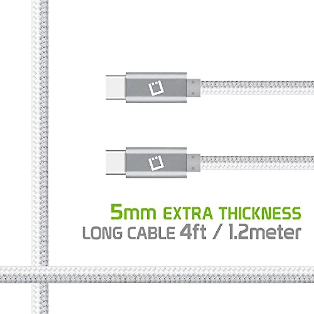 Dual USB-C/PD 60W Fast Charging Cord Compatible with ZTE Blade V20 Plus 5Gbps Data Transfer for Power Delivery Hi Capacity Charging (White)