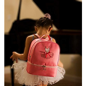 Ballet dance backpack for little girls ballerina tutu pink bag with free hair net for dance Toddler dance bag gymnastics Latin dance yoga tap dance jazz separate compartment for shoes