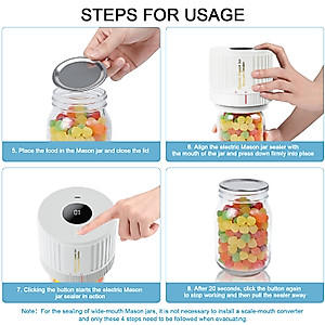 ATTIKBIZ Electric Mason Jar Vacuum Sealer, Compatible with Wide and Regular Mouth Mason Jars, Integration Vacuum Machine - White