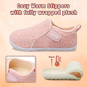 JIASUQI Baby Slippers Toddler Girls Slippers for Kids Girls Winter Shoes Lightweight Pink Size 5.5-6