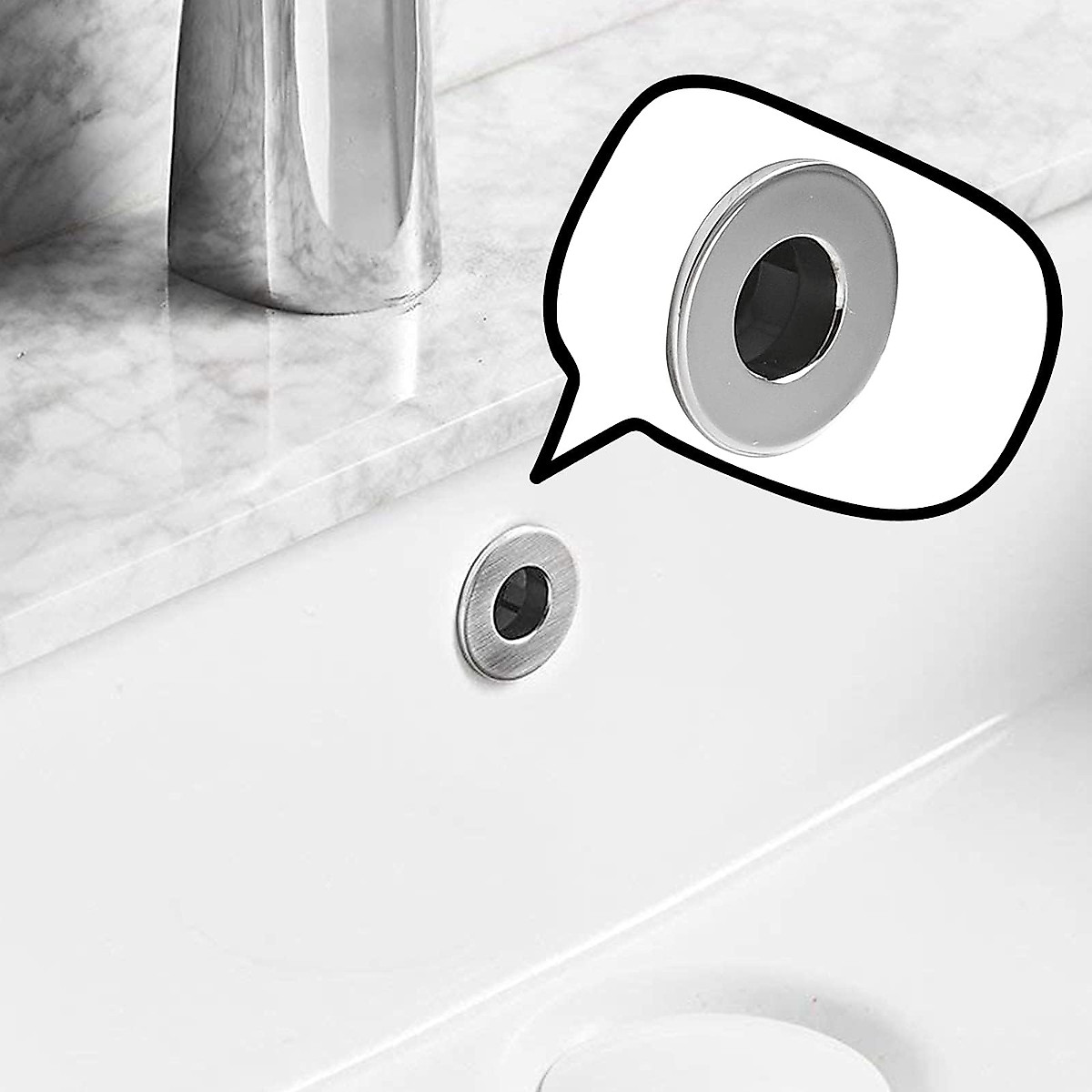 BWE Sink Basin Trim Overflow Ring Cover Brushed Nickel Bathroom Vessel Vanity Basin Bath Sink Brass Insert in Hole Round Caps