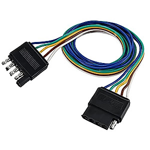 Oyviny 5 Way Flat Trailer Wire Extension 48 inch, Vehicle-Side and Trailer-Side 5-Pin Flat Wiring Harness 18 Guage Male and Female Trailer Wire Connector