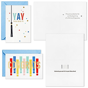 Hallmark Graduation Cards Bulk Assortment, Colorful Congrats (36 Cards and Envelopes, 6 Designs)