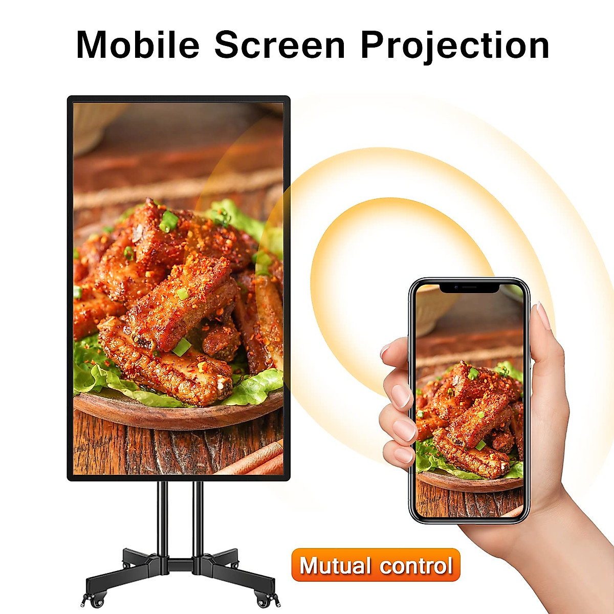JYXOIHUB Digital Signage Displays 43 Inch Touch HD Screen Interactive Smart Board Movable Type Signage Display AD Media Player for Commercial Restaurant Display and Broadcast（Only Displays Board）