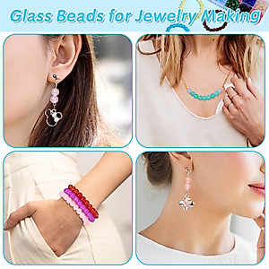 shynek 1400 Piecess 8mm Round Glass Beads for Jewelry Making, 28 Colors Crystal Beads for Bracelets Jewelry Making and DIY Crafts