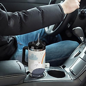 FRCSDIY Rainbow Whale Insulated Tumbler with Handle and Straw Lid,40oz Leakproof Stainless Steel Cup BPA-Free Water Bottle