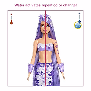 Barbie Color Reveal Doll & Accessories, Rainbow Mermaid Series, 7 Surprises, 1 Mermaid Barbie Doll (Styles May Vary)