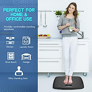 Ergohead Anti Fatigue Kitchen Floor Mat Comfort Standing Mat, Portable Office Standing Desk Mat, Multi-Purpose Kitchen Rug, Built-in Handle with Massage Points Comfort Floor Mat (Black, 17" x 22")