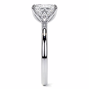 10K Solid White Gold Handmade Engagement Ring 3 CT Radiant Cut Moissanite Diamond Solitaire Wedding/Bridal Ring for Women/Her Gorgeous Rings Set (5.5)