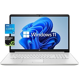 HP 2022 Pavilion 17 Laptop, 17.3" HD+ IPS Touchscreen, 11th Gen Intel Core i5-1135G7, GeForce MX350, 16 GB RAM, 1 TB PCIe SSD, WiFi, Webcam, DVD-RW, Backlit Keyboard, Windows 11, Silver
