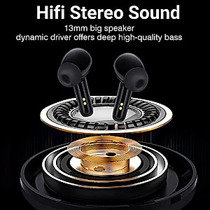 HOPENE Wireless Bluetooth Earbuds - Deap Bass in-Ear Earphones True Wireless Stereo & Clear Call Fit for iPhone Laptop iPad Cell Phone,Comfortable for Running Exercise Outdoors Workout Sport