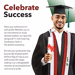 Vision Wear - Iraq Flag Graduation Sash/Stole - Luxurious Cultural Symbol - Embrace Your Heritage - Pride & Honor Sash