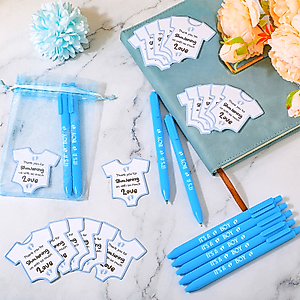 TaoBary 50 Sets Baby Shower Pens Bulk Pink It's A boy Ballpoint Pens Baby Shower Favors with Thank You Cards and Organza Bags Gender Reveal Guests Decorations