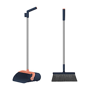 Broom with Dustpan Combo Set Brooms and Dustpan 2-in-1 Set Home Cleaning Supplies Stainless Steel Handle Brooms and Dustpan Combo Set for Home Office Broom Set Dust Pan and Broom Set