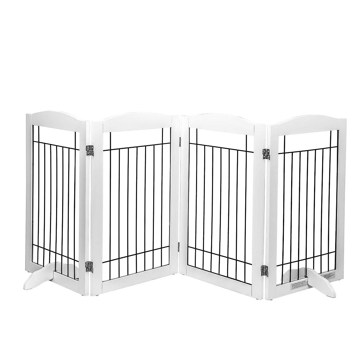 Spirich Free Standing Foldable Wire Pet Gate for Dogs, 80 inches Extra Wide, 30 inches Tall 4 Panels Dog Gate for the House, Doorway, Stairs, Pet Puppy Safety Fence,Set of Support Feet Included, White