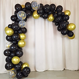 Black and Gold Balloons Garland 127 pcs Confetti Metallic Latex Balloons kit for Anniversary Birthday Christmas Graduation or Friend & Family Party Decorations.