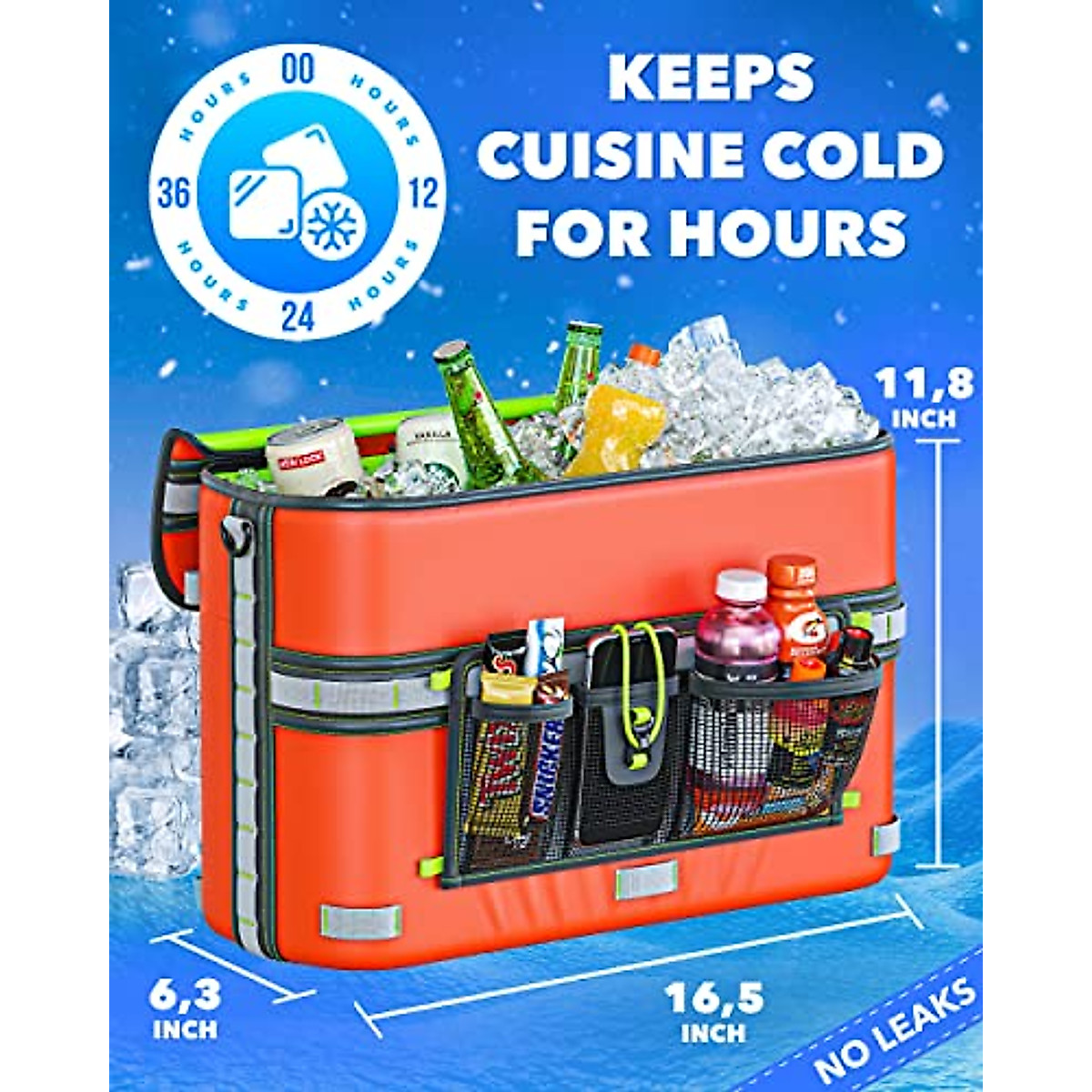 Skywin Kayak Cooler Behind Seat - Waterproof Kayak Seat Back Cooler- Compatible with Lawn-Chair Style Seats, Kayak Accessories Stores Drinks and Keeps Them Cool All Day Kayaking (Orange)