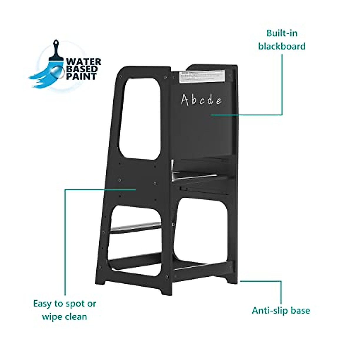 Dream On Me Explora Toddler Learning Tower/Anti-Slip Base/Multipurpose Kids Step Stool / 3 Platform Heights/Chalkable Black Board/Children’s Step Stool