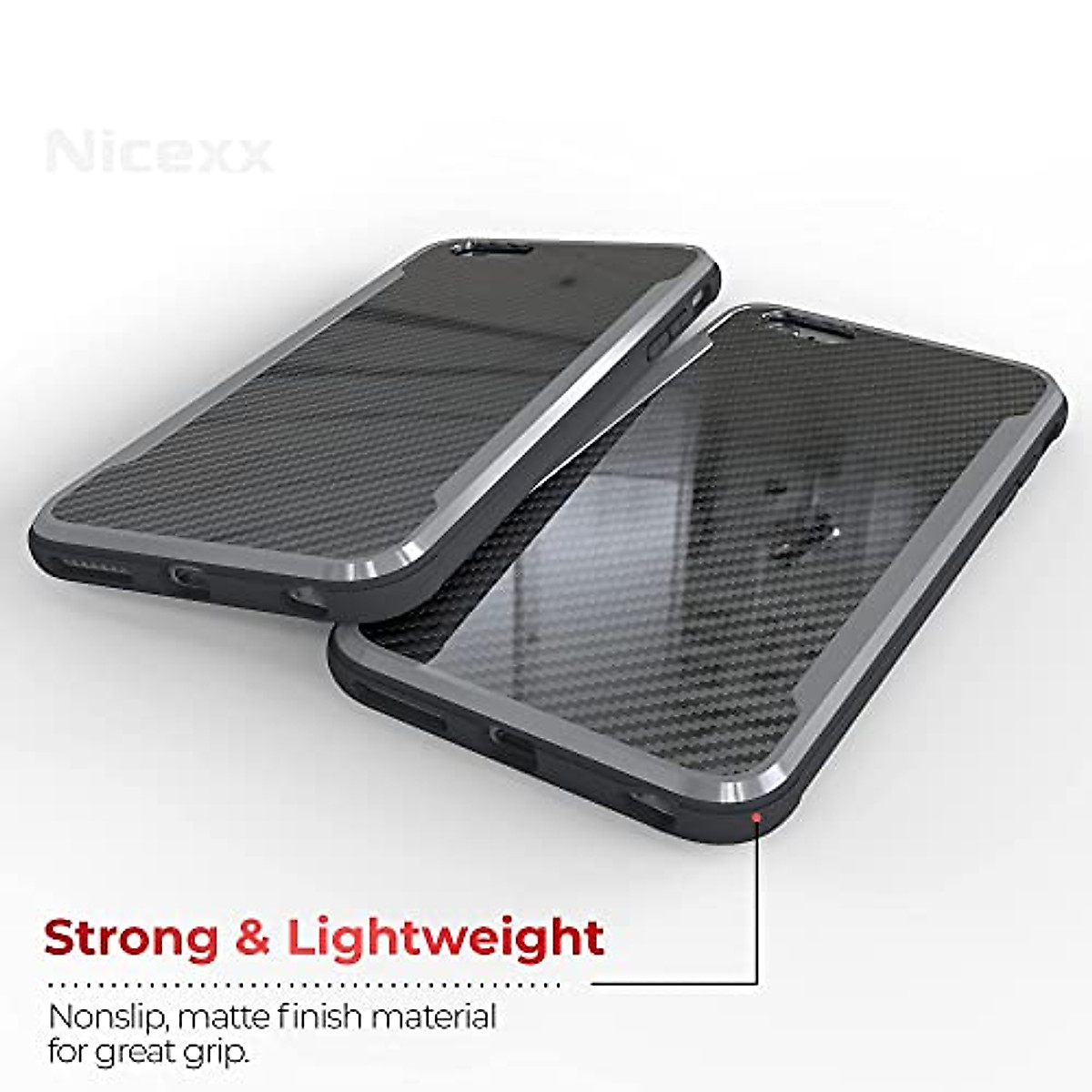Nicexx Designed for iPhone 6 Plus Case/Designed for iPhone 6S Plus Case with Carbon Fiber Pattern, 12ft. Drop Tested, Wireless Charging Compatible - Black