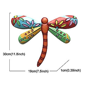GEZICHTA Metal Dragonfly Garden Wall Decor Outdoor Fence Art Sculpture Set of 4 Outside Hanging Decorations for Living Room, Bedroom