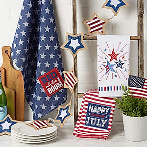 DII Patriotic Dish Towel Set 18x28, Decorative Kitchen Towels, Red White & Boom, 3 Count