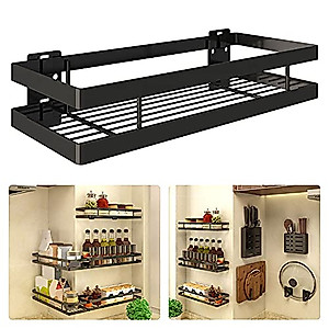 Floating Shelves Wall Mounted Mesh Storage Shelf Holder Seasoning Bottle Wall Shelf Home Floating Storage(size:20CM)