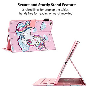 Dteck Case for iPad 6th Generation 2018 /iPad 5th Generation 2017 /iPad Air 2 2014 /iPad Air 2013 Tablet 9.7 Inch, PU Leather Smart Stand Wallet Cute Flip Cover Case with Stylus Pen (Smile Unicorn)