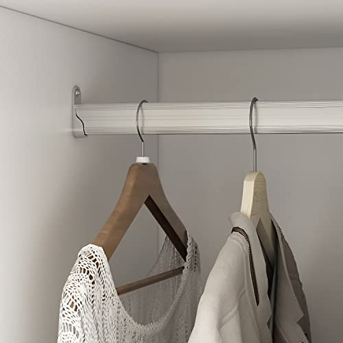 ECACAD Wardrobe Closet Armoire with 2 Doors, 3 Drawers, 4-Tier Storage Shelves & Hanging Rod, Wooden Clothes Storage Cabinet for Bedroom, White (31.5”W x 19.7”D x 70.9”H)