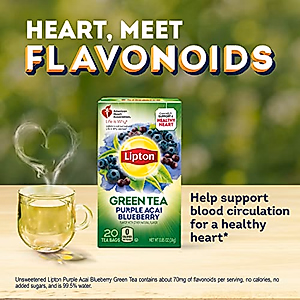 Lipton Green Tea Bags, Purple Acai, Blueberry, 20 Count (Pack of 6)